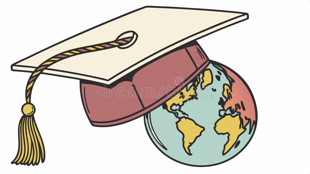 Graduation Cap on Globe, Education, Global Learning, World Knowledge ...
