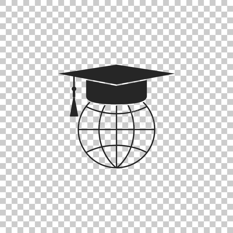 Graduation Cap on Globe Icon Isolated on Transparent Background. World ...