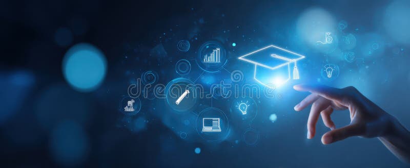 The Graduation Cap Glowing in a Digital Learning Environment.AI ...