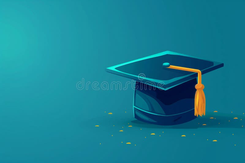 Graduation Cap on Gradient Turquoise Background, Beautiful Graduating ...