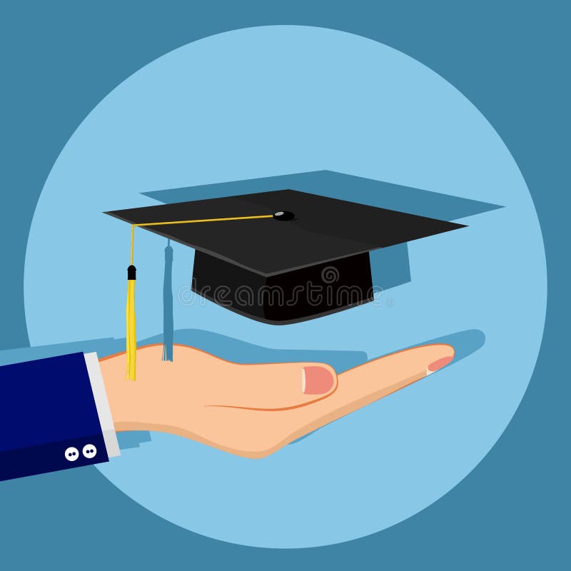 Graduation Cap in Hand. Concept of Business Study. Abroad Educational ...