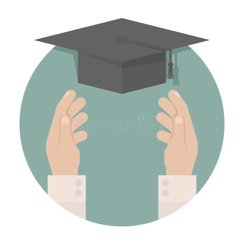 Graduation cap in hand stock vector. Illustration of celebration - 35697134