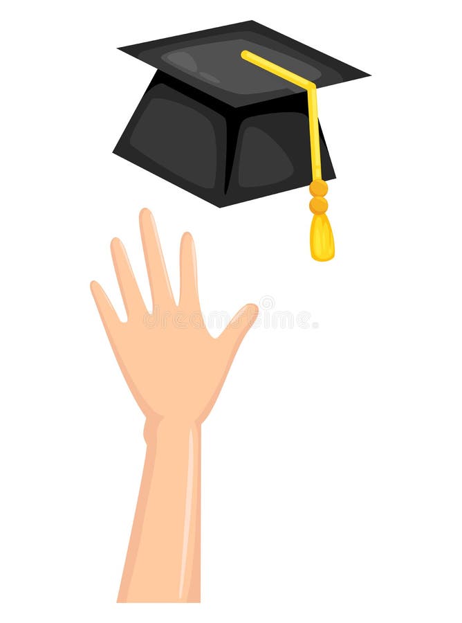 Graduation cap with hand stock vector. Illustration of hand - 44637574