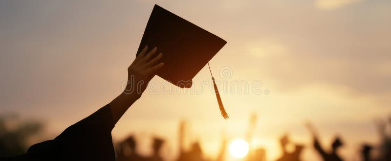 The Graduation Cap Held High in Celebration at Sunset..AI Generated ...