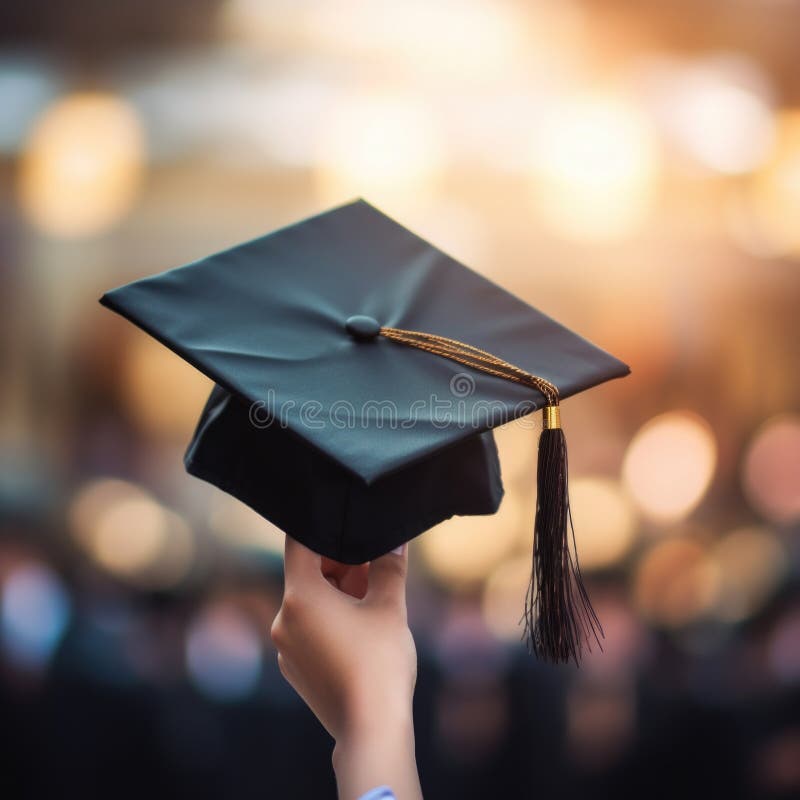 A Graduation Cap is Held Up in the Air, AI Stock Illustration ...
