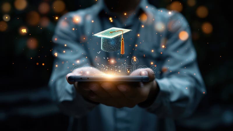 The Graduation Cap Hologram.AI Generated Image Stock Image - Image of ...