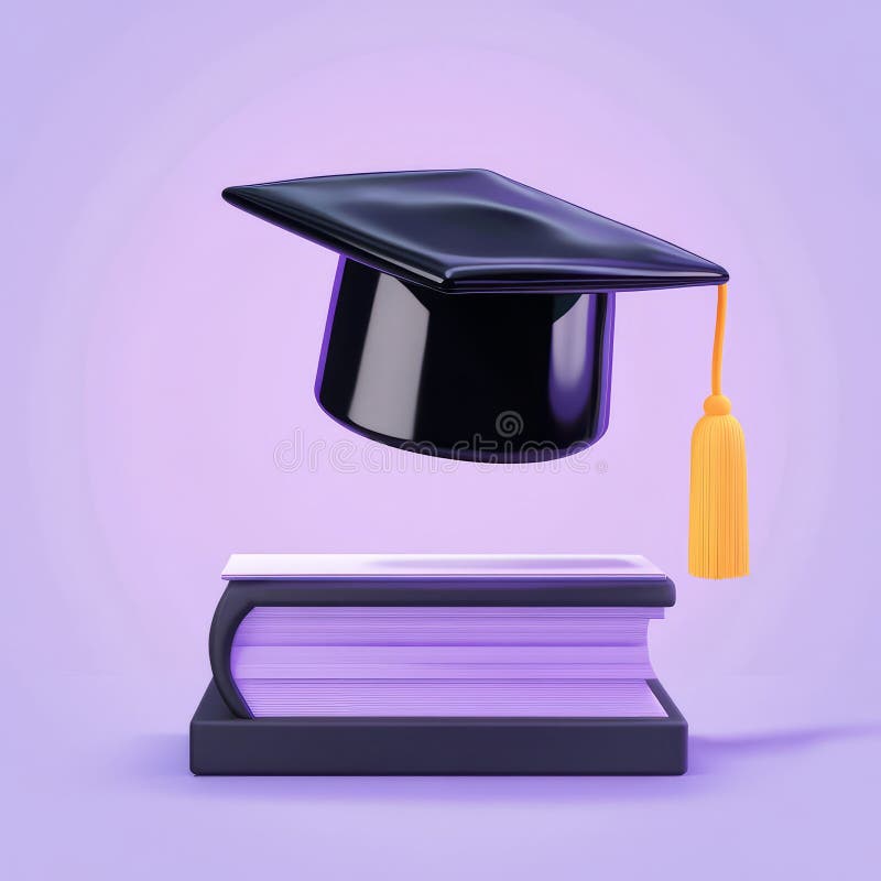 A Graduation Cap Hovers Above a Book, Symbolizing Academic Achievement ...