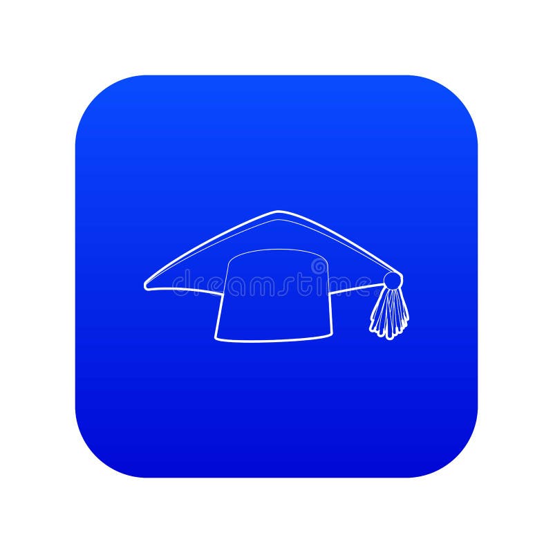 Graduation Cap Icon Blue Vector Stock Vector - Illustration of college ...