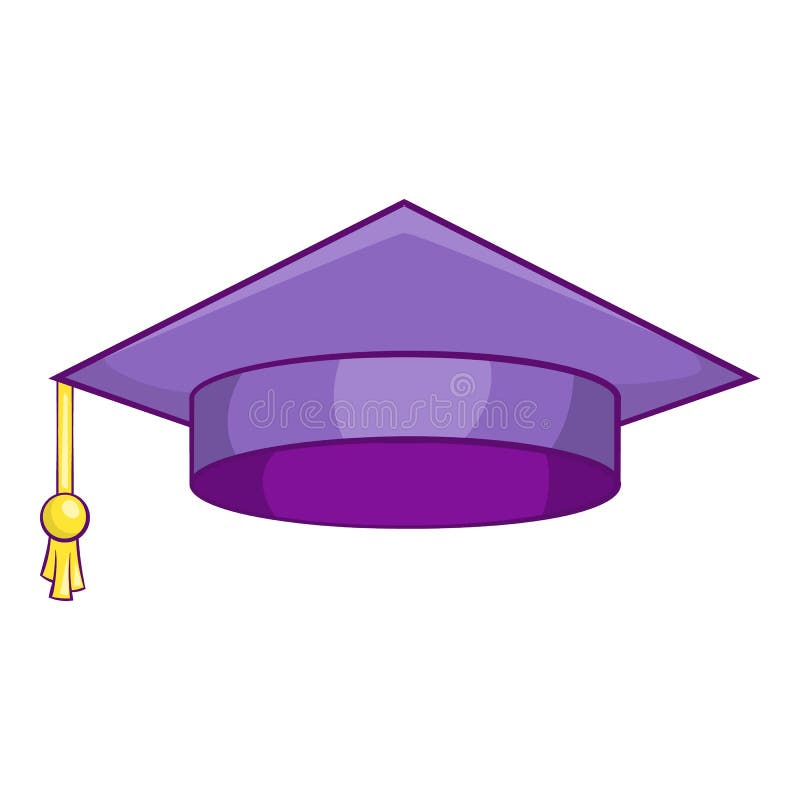 Graduation Cap Icon, Cartoon Style Stock Illustration - Illustration of ...