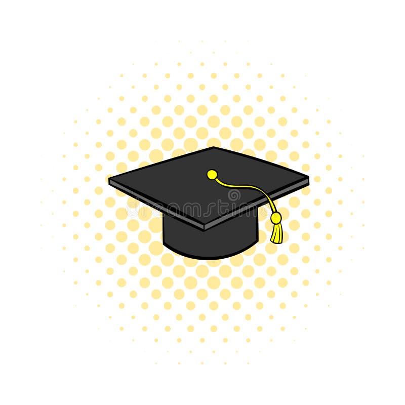 Graduation Cap Icon, Comics Style Stock Vector - Illustration of ...