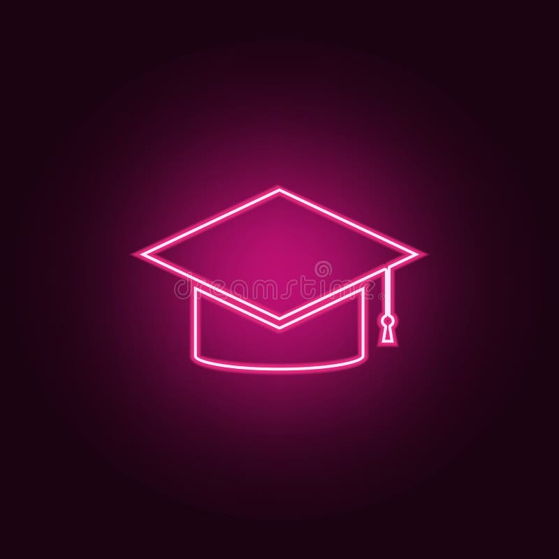 Graduation Cap Icon. Elements of Web in Neon Style Icons Stock ...
