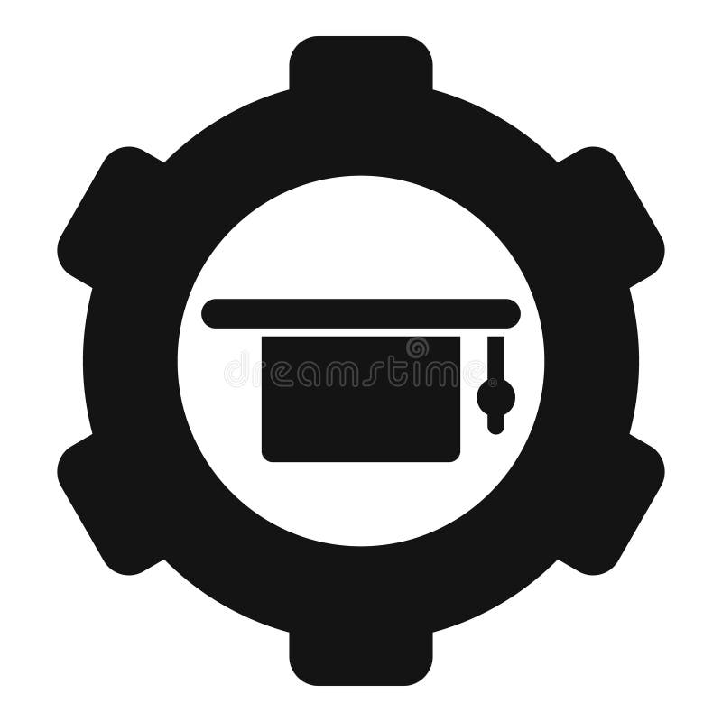 Graduation Cap Icon Inside a Cogwheel Representing Learning Process ...