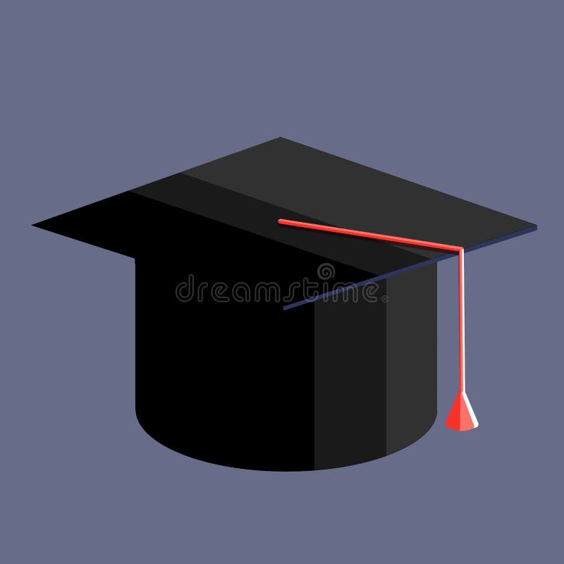 Graduation Cap Icon in Modern Flat Design Stock Vector - Illustration ...