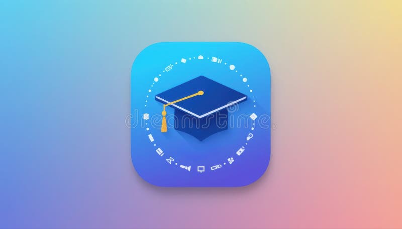 Graduation Cap Icon in Modern Style with Colorful Background for ...