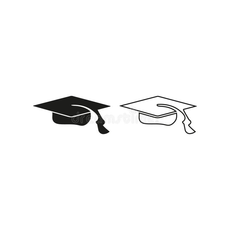 Graduation Cap Icon Solid and Outline Style Design for Education ...