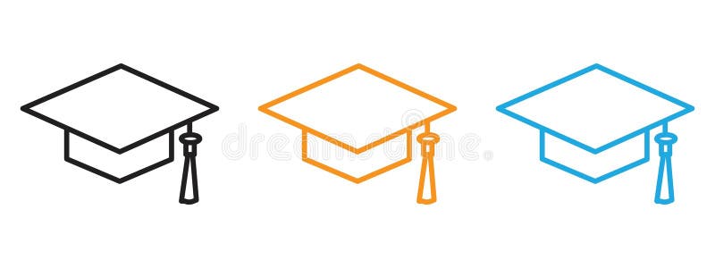 Graduation Cap Icon Thin Line Illustration Set Stock Vector ...
