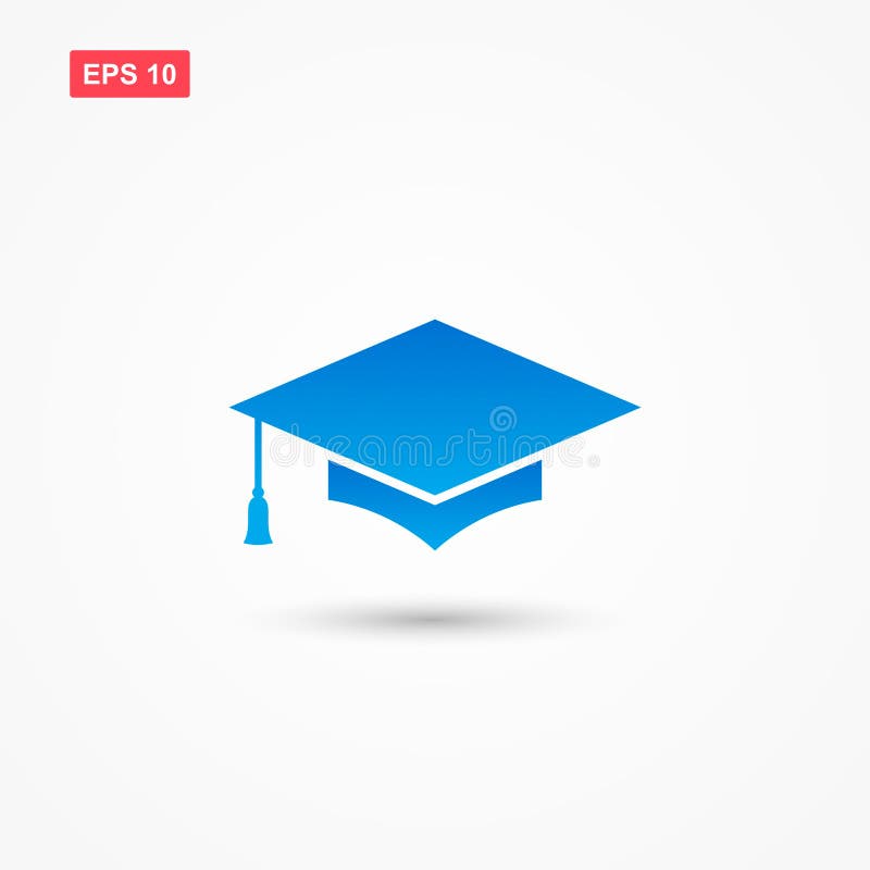 Graduation Cap Icon Vector with Blue Color Stock Vector - Illustration ...