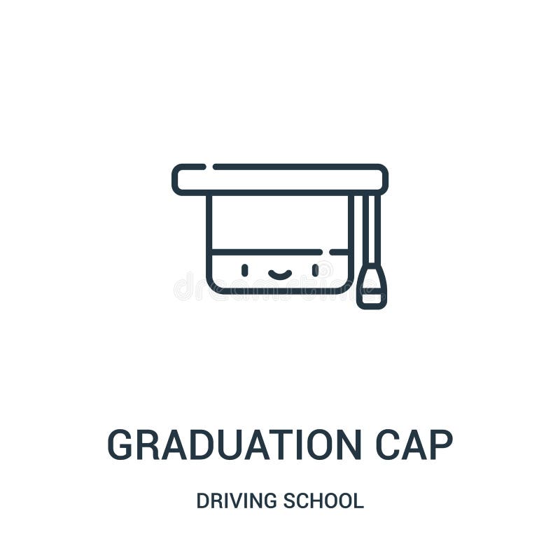 Graduation Cap Icon Vector from Driving School Collection. Thin Line ...