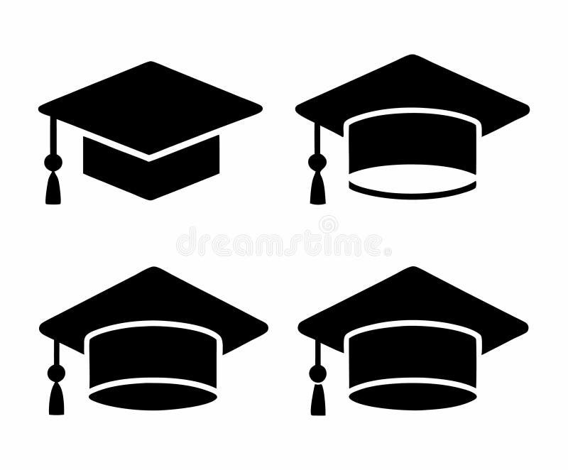 Graduation Cap Icons Education Degree Success Learning Knowledge ...