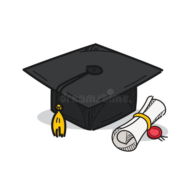 Graduation Cap Illustration on a White Background Stock Illustration ...