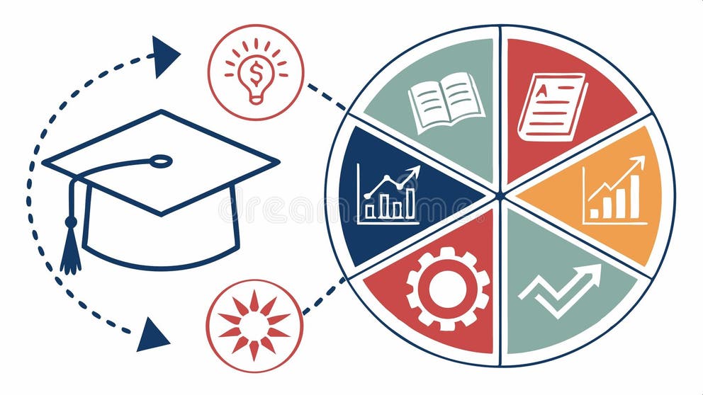Graduation Cap and Infographic, Education Data and Achievement Vector ...
