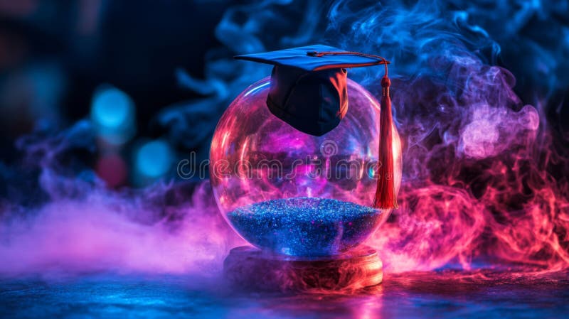 Graduation Cap Inside a Mystical Glass Sphere Stock Illustration ...