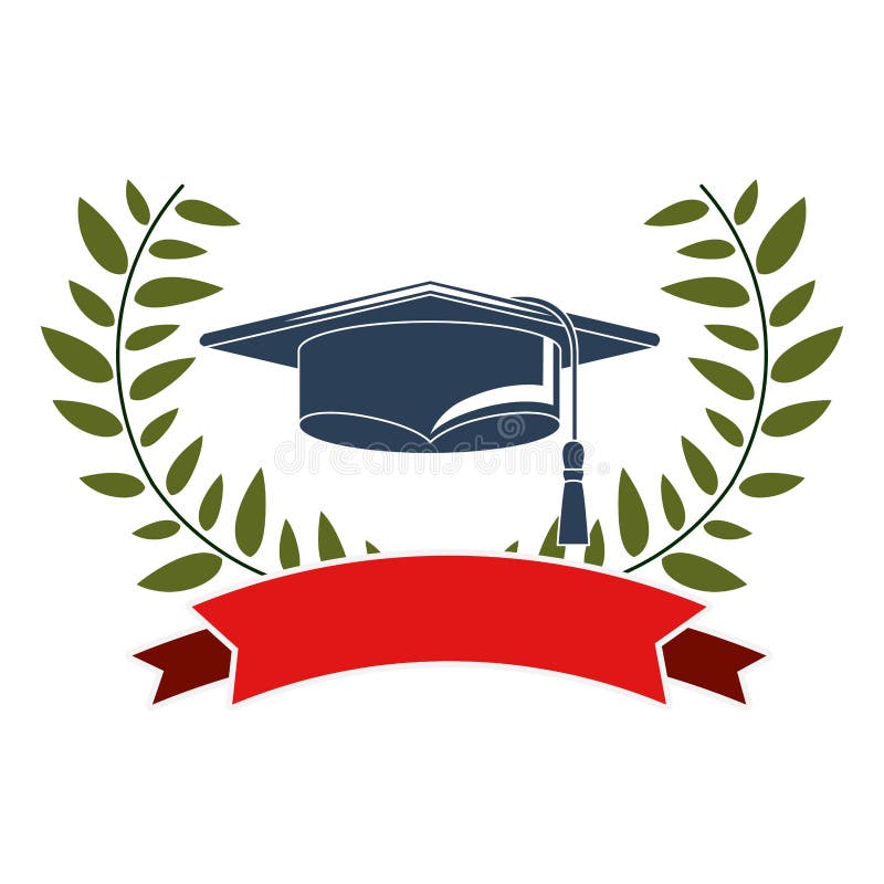 Graduation Cap Inside Wreath Design Stock Vector - Illustration of ...