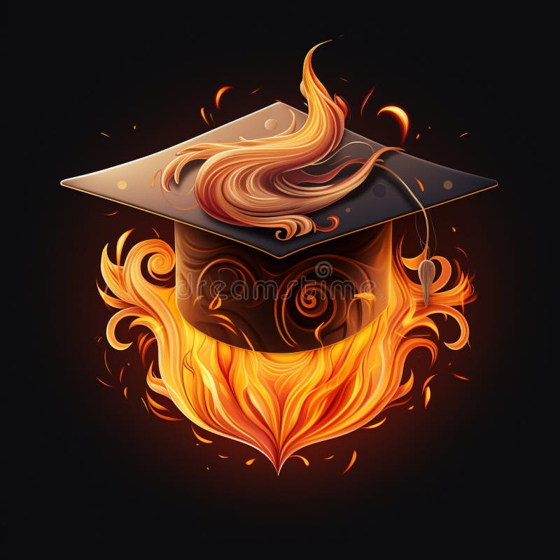 Graduation Cap with Intricate Designs and Vibrant Flame Stock Photo ...