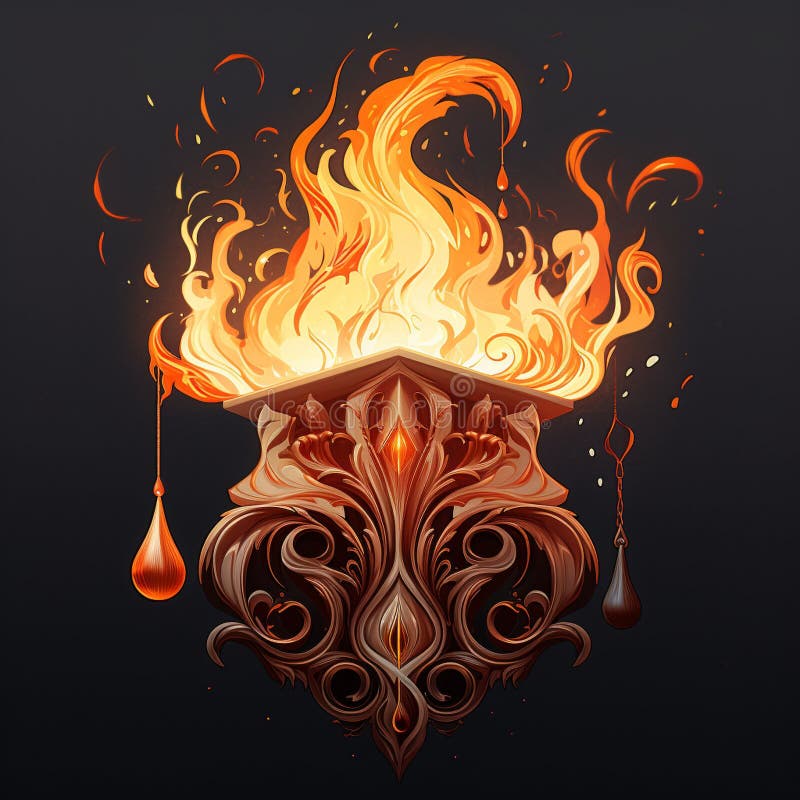 Graduation Cap with Intricate Designs and Vibrant Flame Stock ...