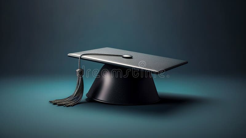 Graduation Cap Isolated on Dark Background, Generative AI. Stock ...