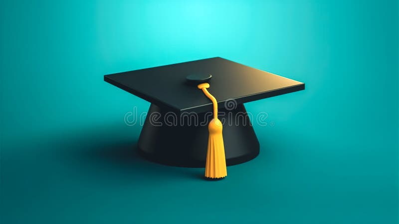 Graduation Cap on Dark Background, Generative AI. Stock Illustration ...