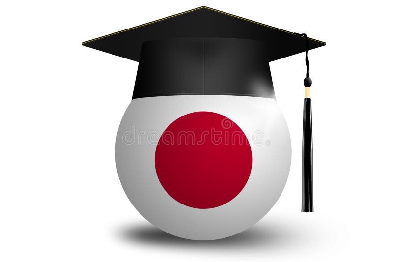 Graduation Cap and Japan Flag Stock Illustration - Illustration of ...