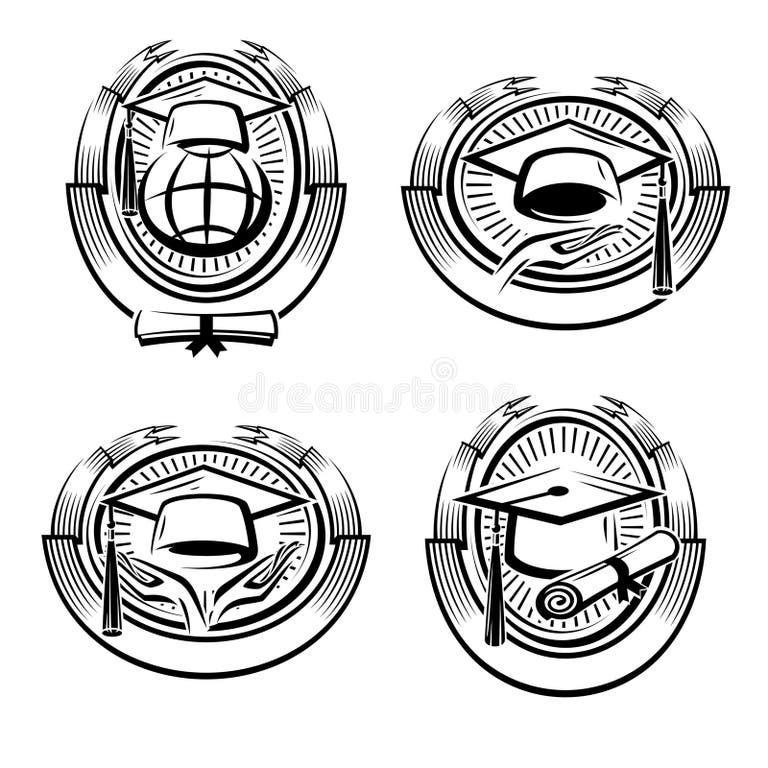 Graduation Cap Label and Icon Set. Collection Graduation Cap Stock ...