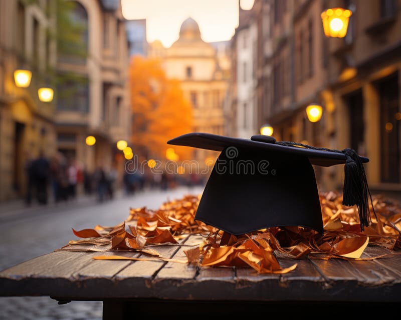 A Graduation Cap Left on a Table in the Middle of an Empty City Street ...