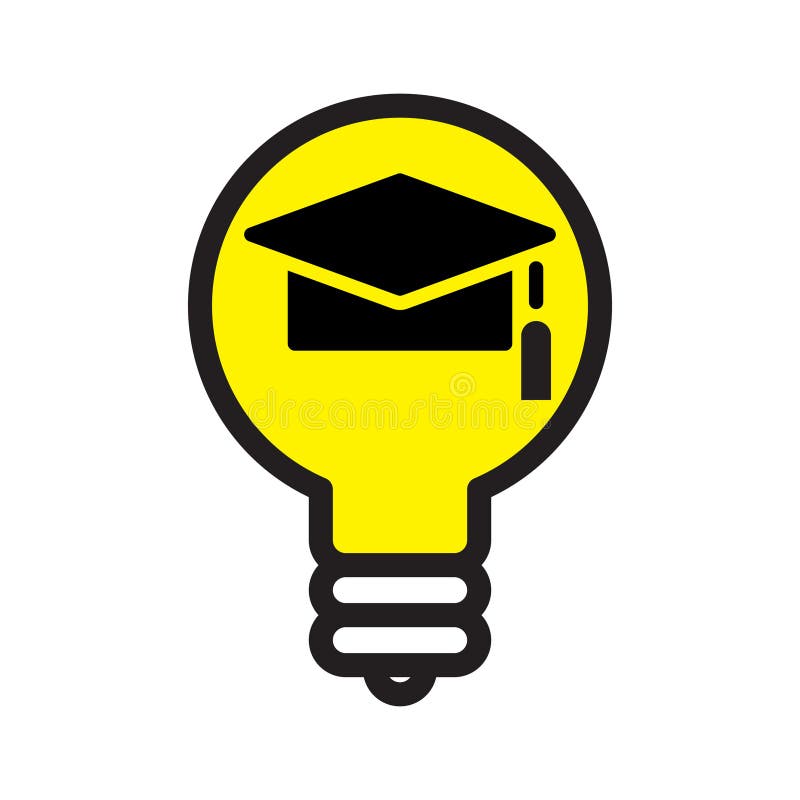 Graduation Cap with Light Bulb.Idea Icon, Creativity Symbol Stock ...