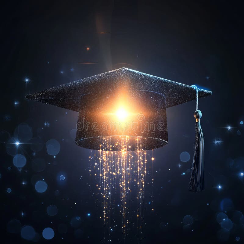 A Graduation Cap with a Light Shining on it Stock Illustration ...