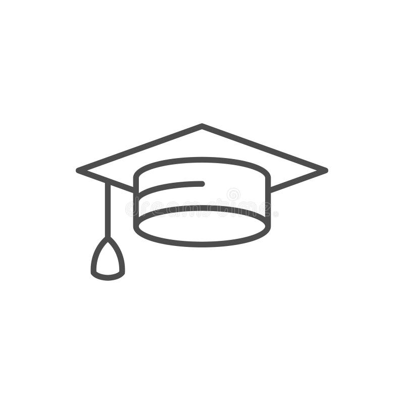 Grad cap outline icon stock vector. Illustration of college - 203604344