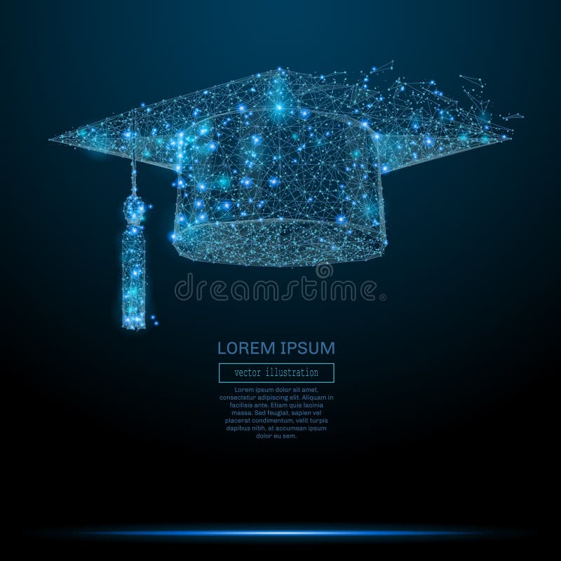 Graduation Cap Low Poly Blue Stock Vector - Illustration of background ...