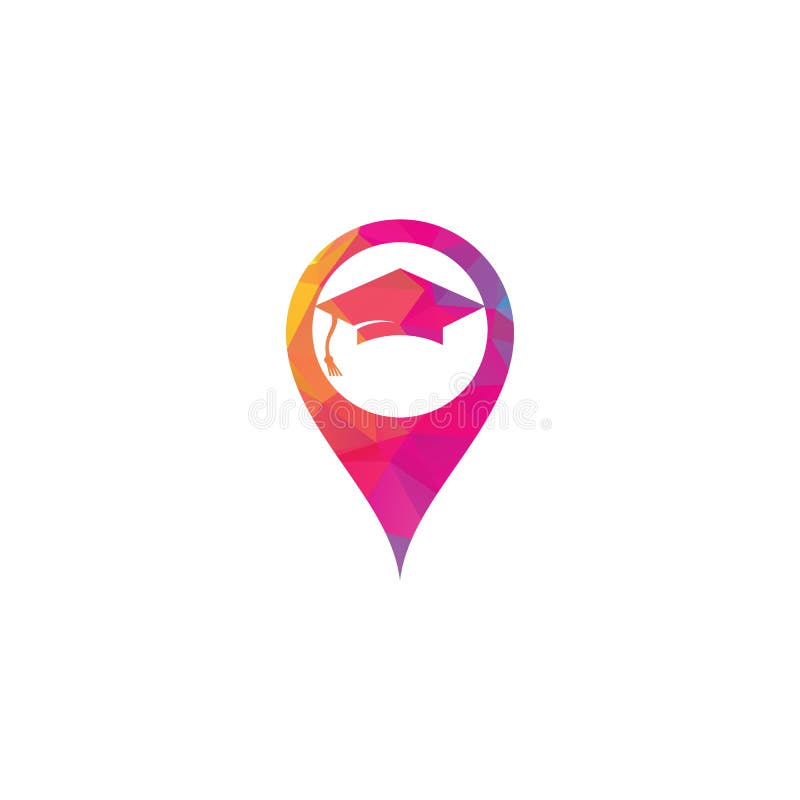 Graduation Cap Map Pin Shape Concept Vector Logo Stock Vector ...