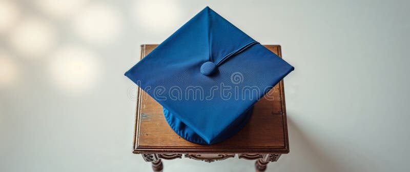 Graduation Cap on Miniature Classroom Desk Stock Image - Image of ...