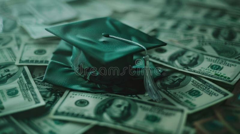 The Graduation Cap on Money. AI Generated Stock Image - Image of cash ...