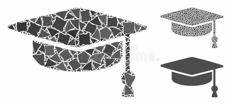 Graduation Cap Mosaic Icon of Irregular Pieces Stock Illustration ...