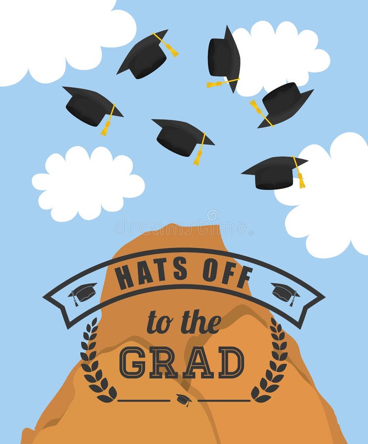 Graduation Cap and Mountain Icon. University Design. Vector Grap Stock ...