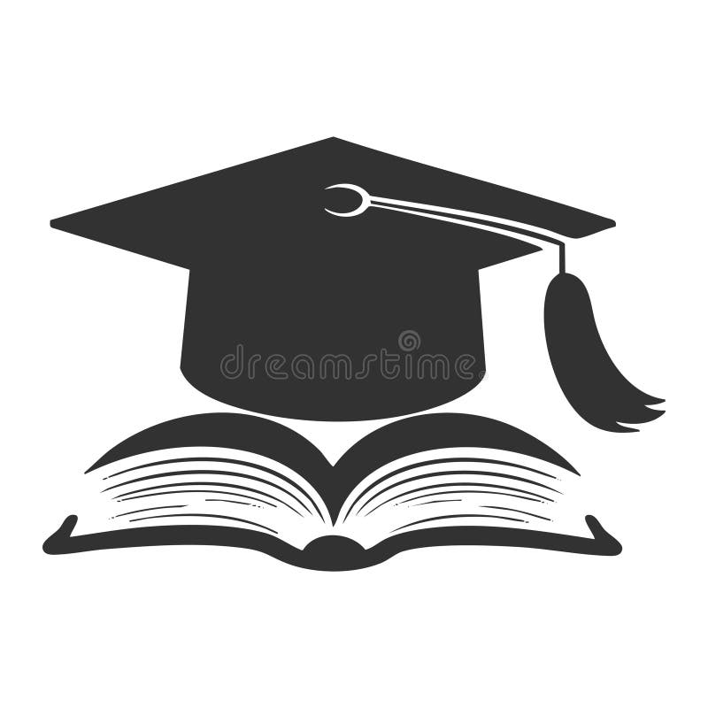 Graduation Cap and Open Book Icon Symbolizing Education and Knowledge ...