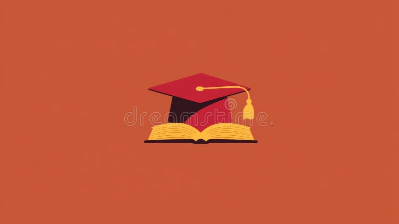 Graduation Cap on Open Book a Red Graduation Cap Rests on an Open Book ...