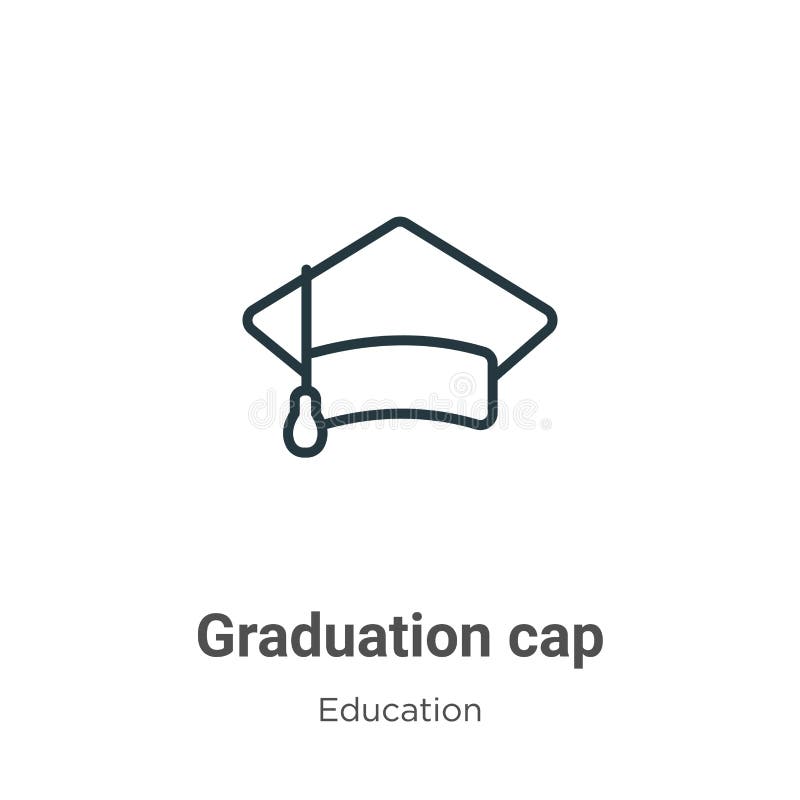 Graduation Cap Outline Vector Icon. Thin Line Black Graduation Cap Icon ...