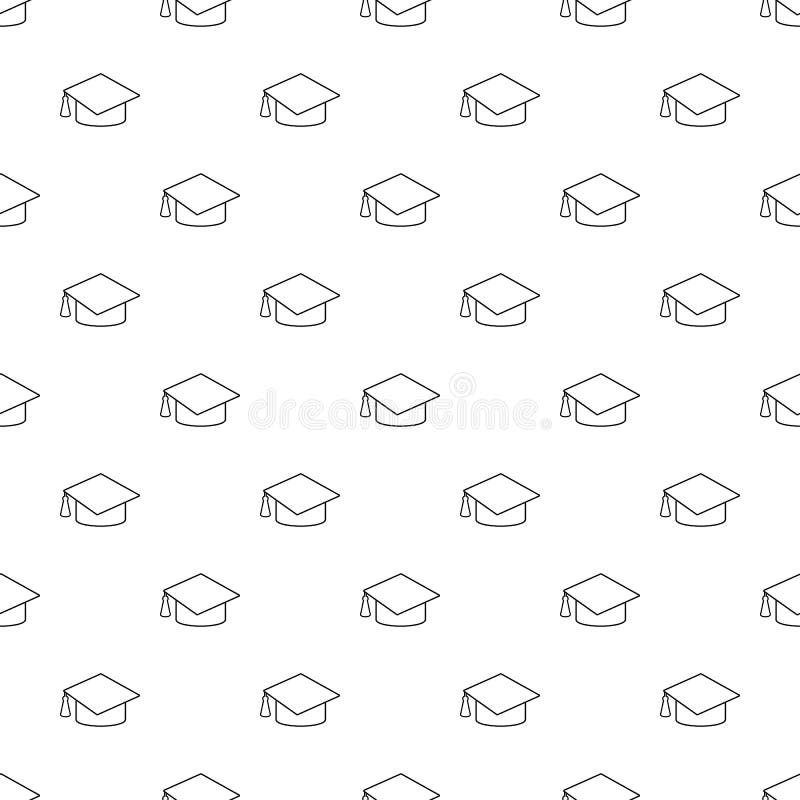 Graduation Cap Pattern Seamless Stock Vector - Illustration of ...