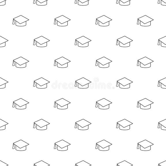 Graduation Cap Pattern Vector Seamless Stock Vector - Illustration of ...