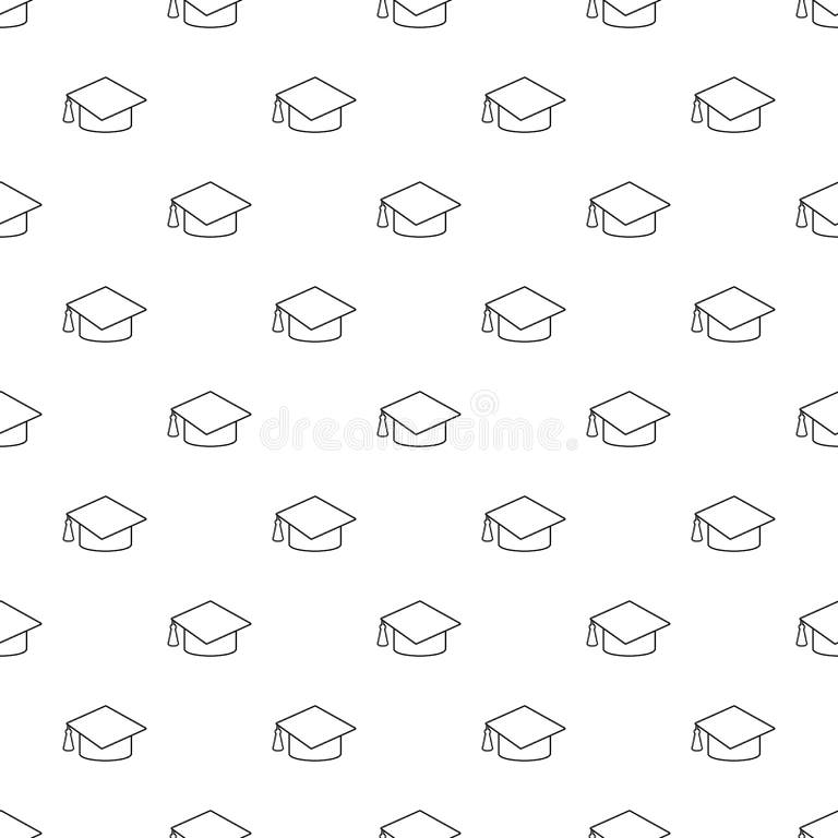 Graduation Cap Pattern Vector Seamless Stock Vector - Illustration of ...