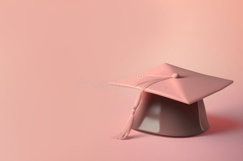 Graduation Cap on a Pink Background with Space for Text. with ...